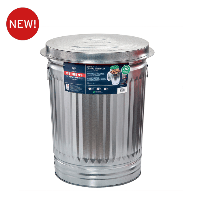 Galvanized Steel Trash Cans and Lids | Behrens