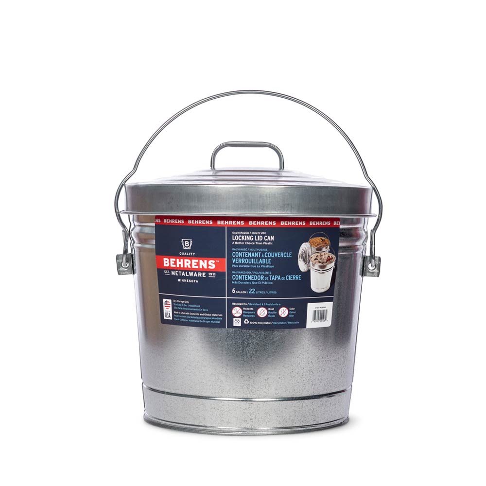 Galvanized Steel Locking Lid Can Behrens 6 Gallon Can