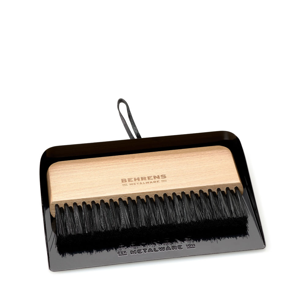 Galvanized Steel Dustpan And Brush Set Black Behrens Mfg